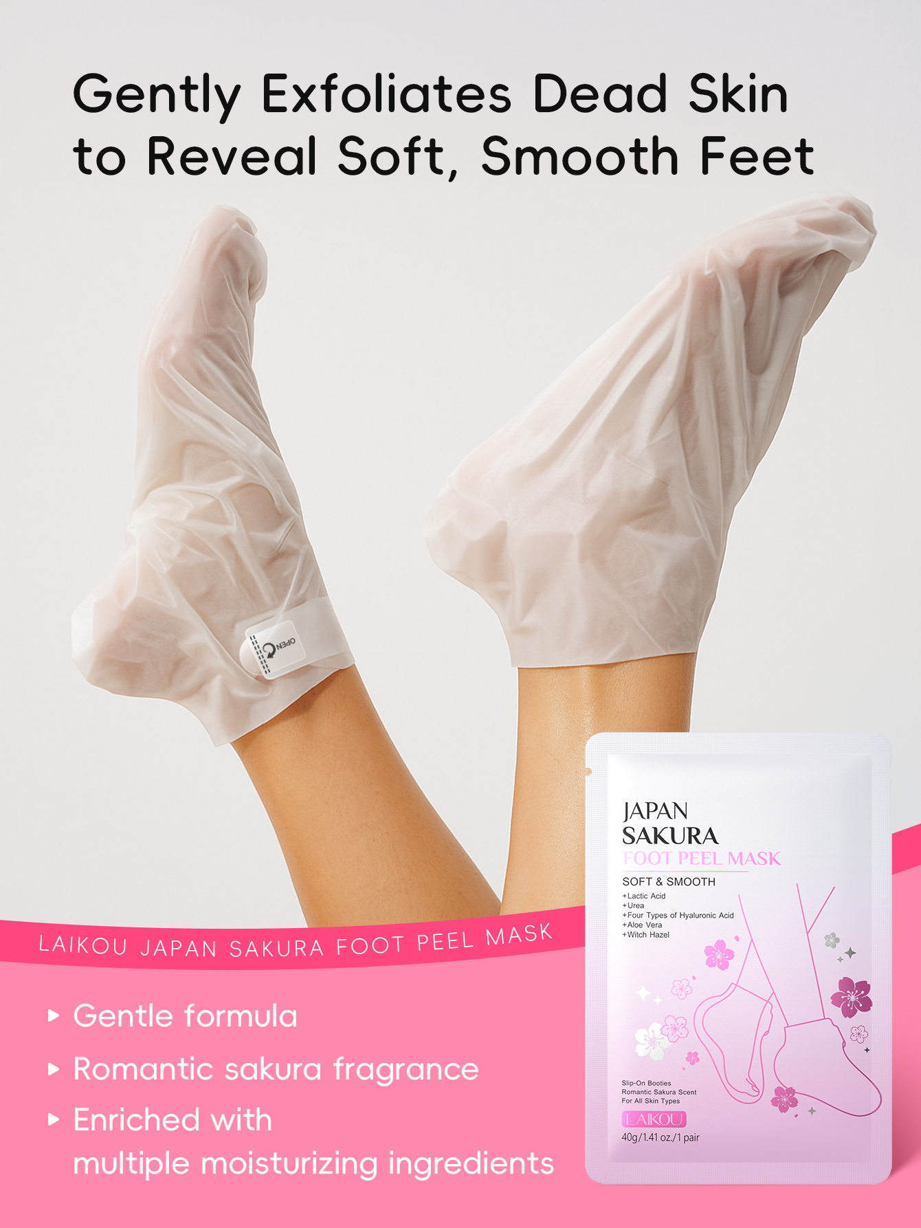 LAIKOU Japan Sakura Foot Peel Mask Soft and Smooth Foot Skin Texture ...