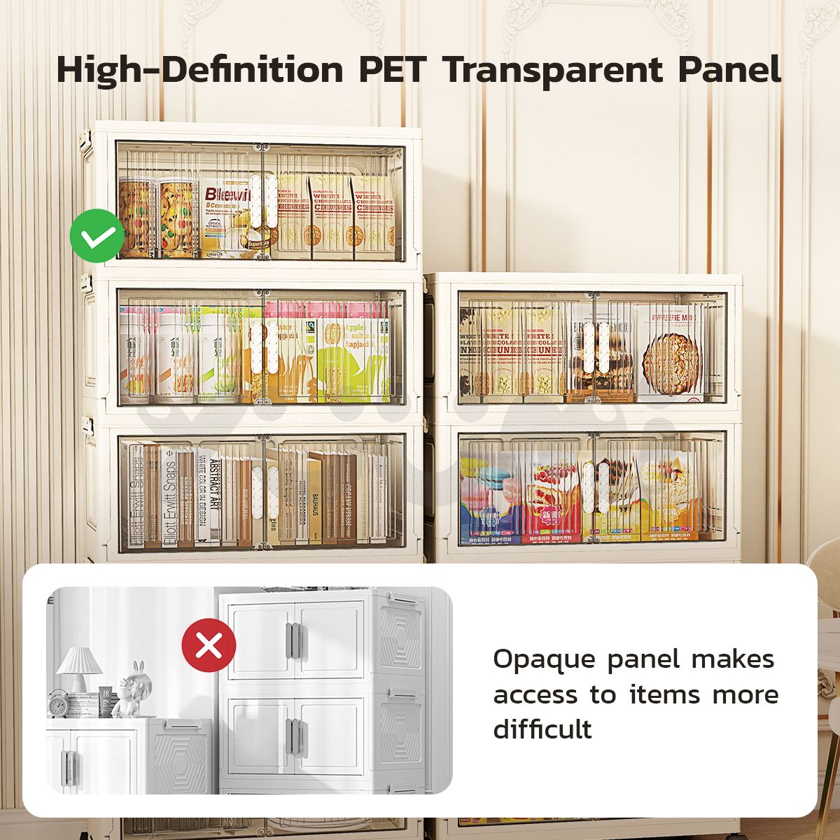 【SG Stock】Foldable Storage Cabinet | Transparent Double Door Wardrobe ...