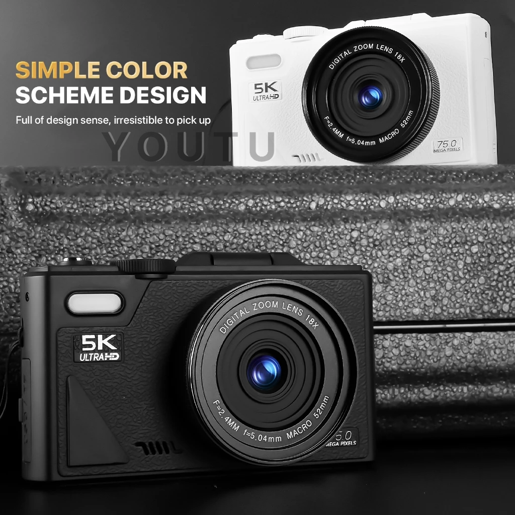 Digital Camera 5K for Photography 75MP CCD camera with 18x zoom ...