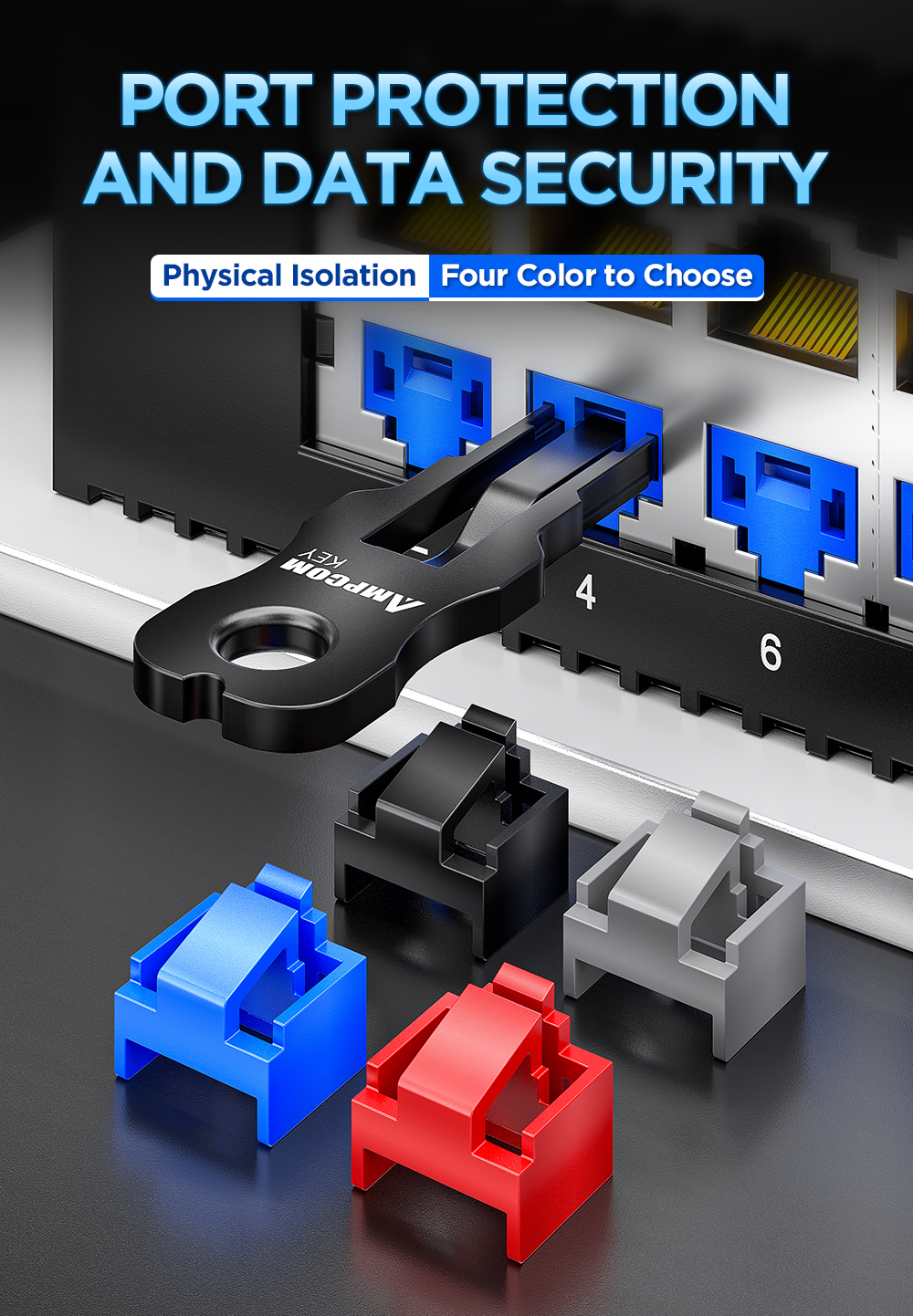 AMPCOM RJ45 Inserts Lock with Key, Dust-proof Network Plug Connector ...