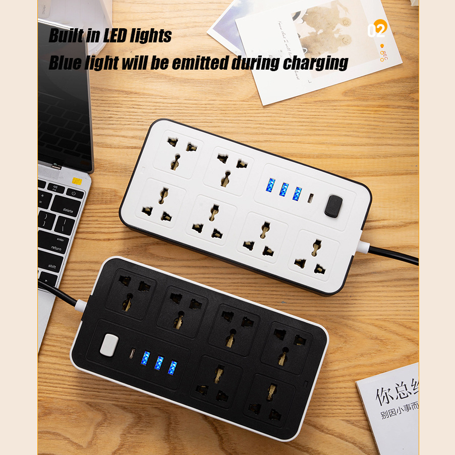 【SG Stock】Extension Socket with USB+Type-c 6 Way extension plug 2m ...