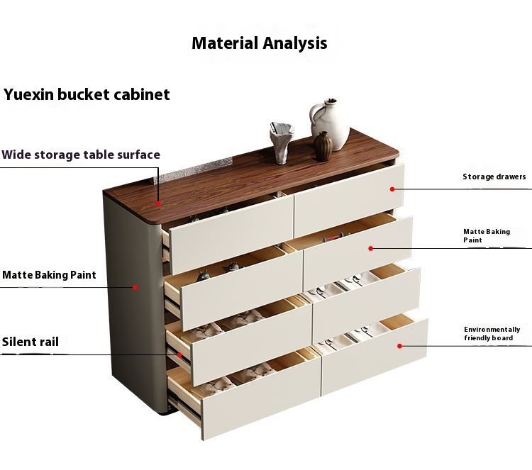【Free Delivery】Storage Cabinet Cream-style Drawer Cabinet Solid Wood ...
