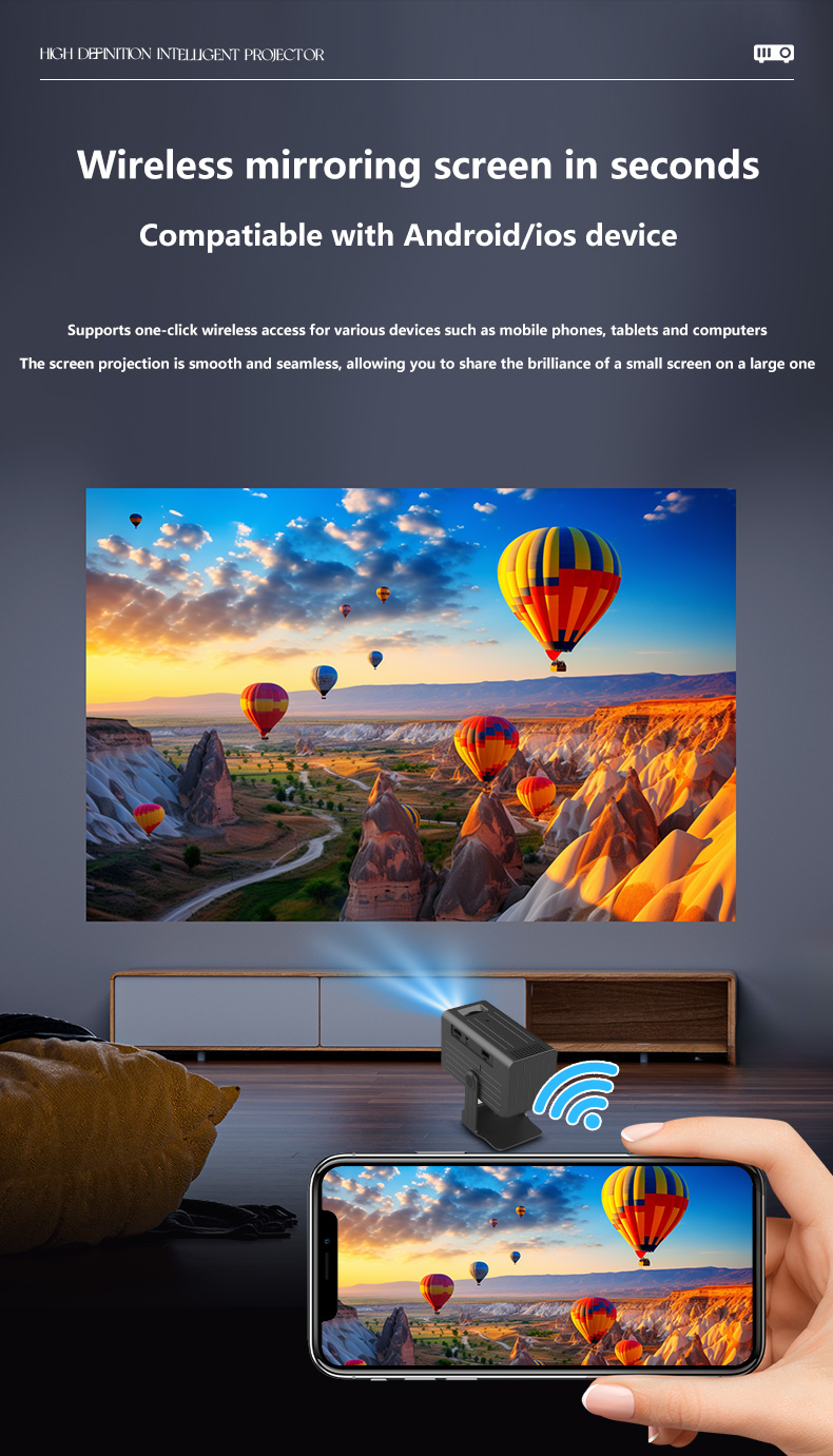 YJMOYE Mini Projector N1 Portable 4K WiFi6 Short-throw Projector ...