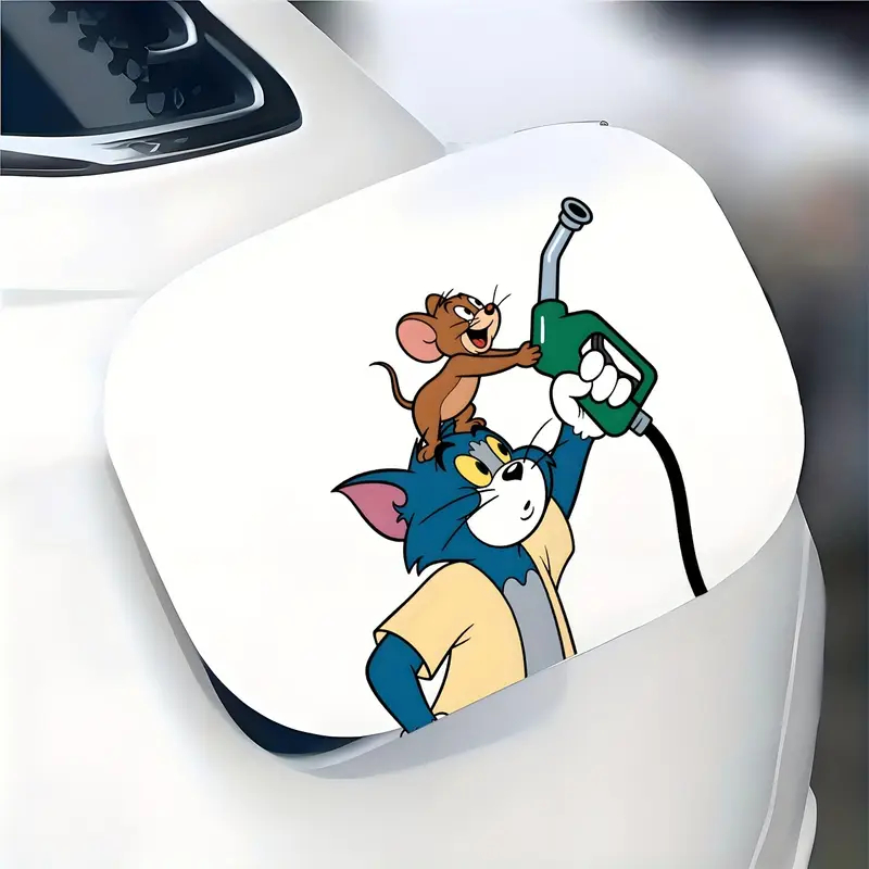 Tom & Jerry Gas Cap Decal - Funny Cartoon Vinyl Sticker with Glitter ...