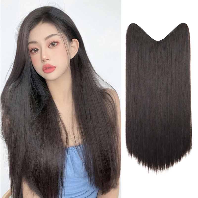 40cm 60cm U Shape Invisible Hair Extensions With 4 Clips Straight ...