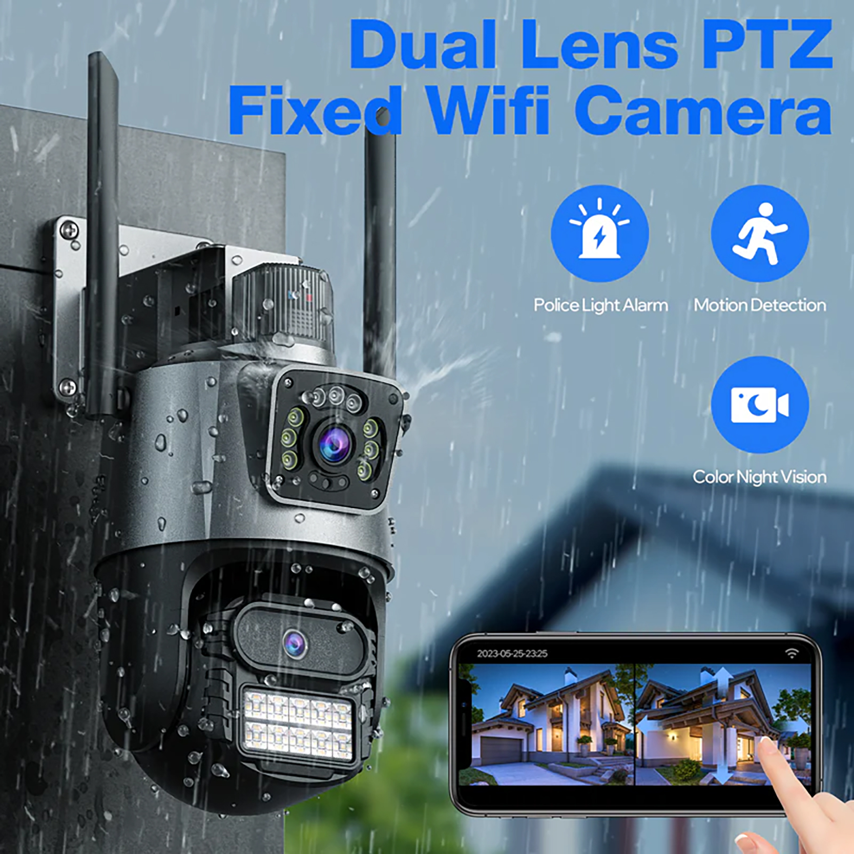 4K 6MP Dual Lens Outdoor Security Camera with Police Siren | Shopee ...