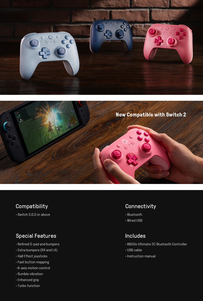 8BitDo Ultimate 2C Bluetooth Controller for Nintendo Switch 2/Switch ...