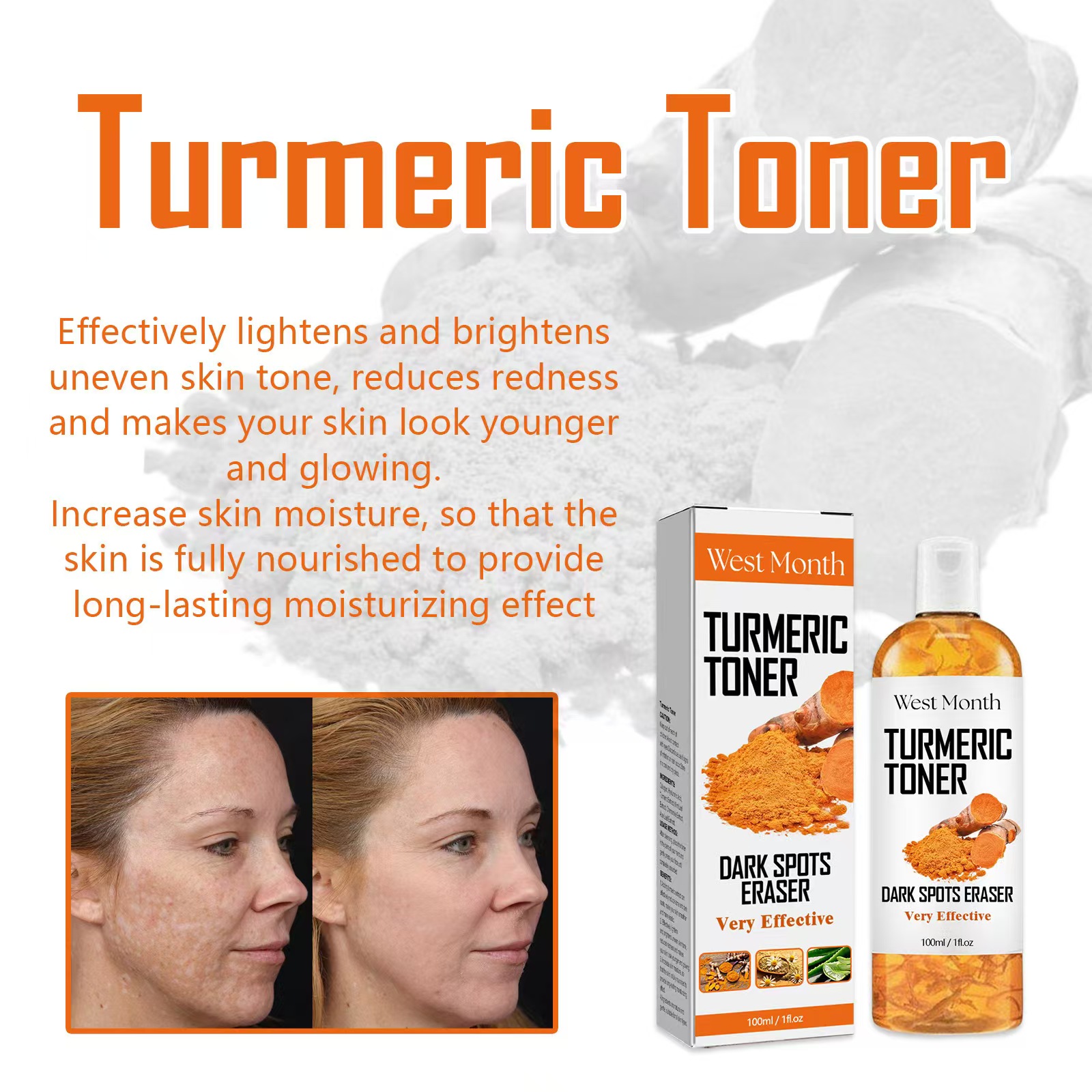 Turmeric Toner Corrector Remove Freckle Fade Melasma Moisturizing and ...