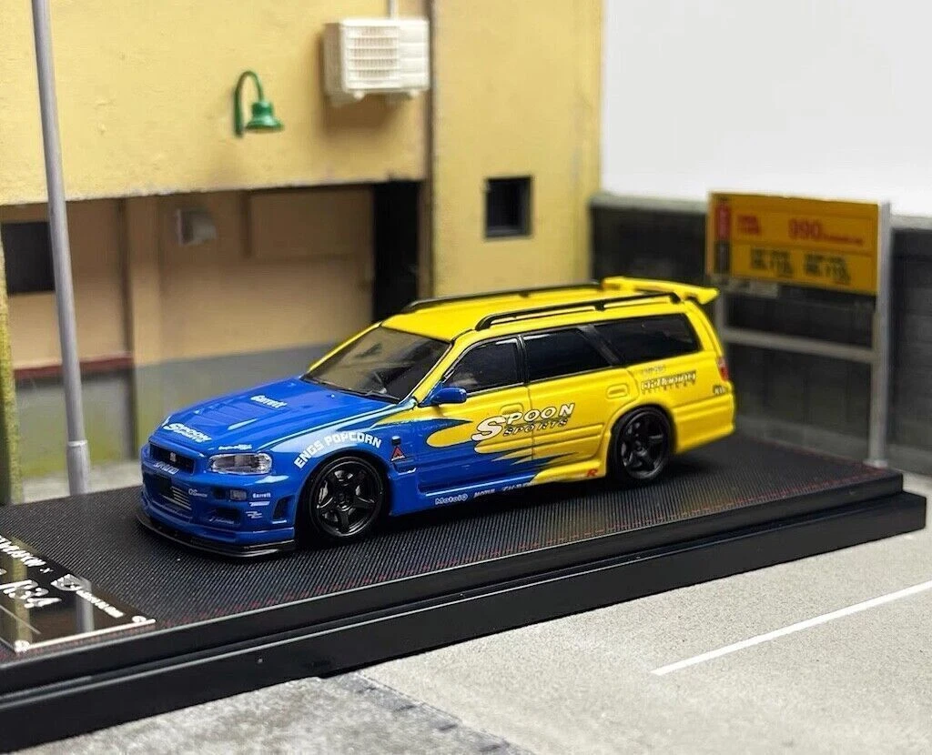SW 1 64 JDM GTR R34 Stagea Spoon Wagon Sports Model Diecast Collect Car ...
