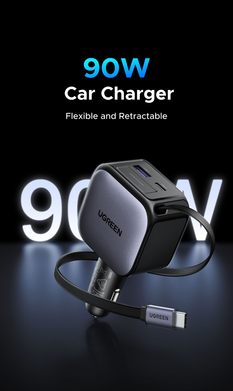 【Retractable Car Charger】UGREEN 60W/90W/145W Car Charger PD60W Fast ...