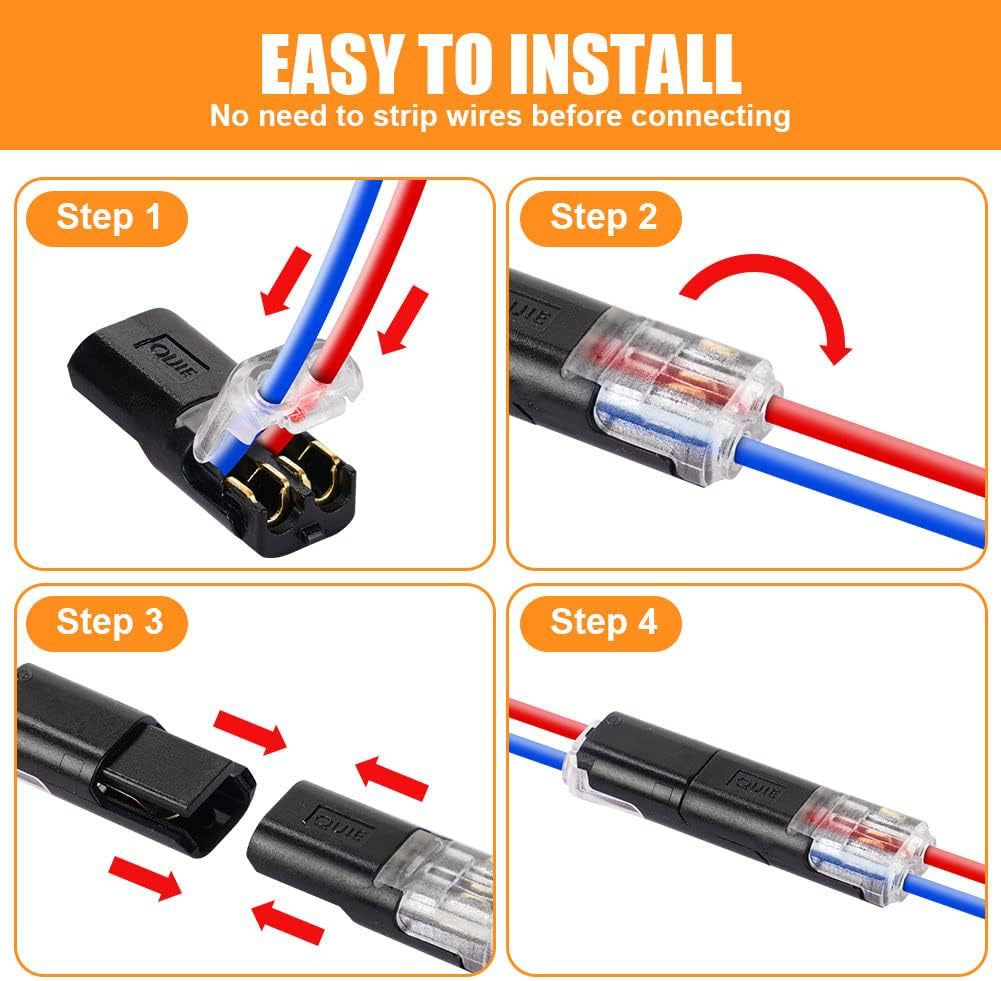 50pcs Plug In LED Wire Connector Quick Connect Soldering Free Terminal ...