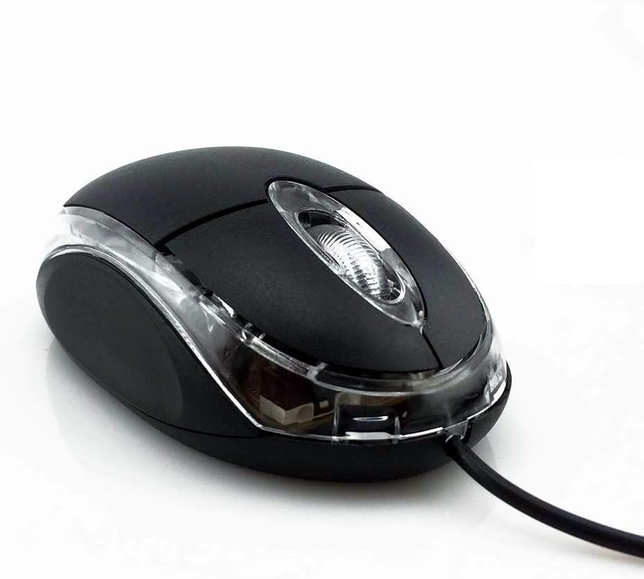 USB 2.0 Wired Mouse for Laptop Notebook PC1000dpi Red Light Brief Black ...