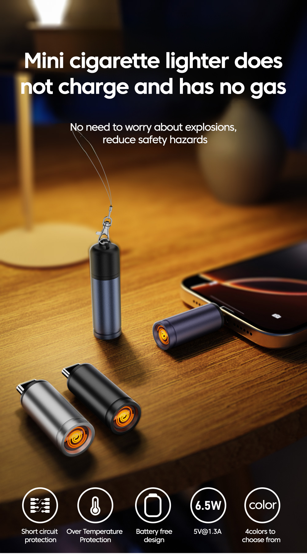 Type-C Mobile Cigarette Lighter Air Blowing Cigarette Lighter Outdoor ...