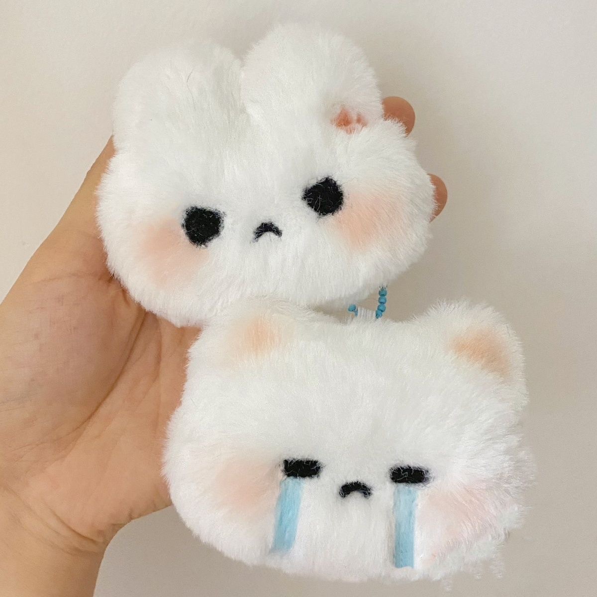 Cute Angry & Tears Bunny Plush Toy Pendant Student Schoolbag Decoration ...