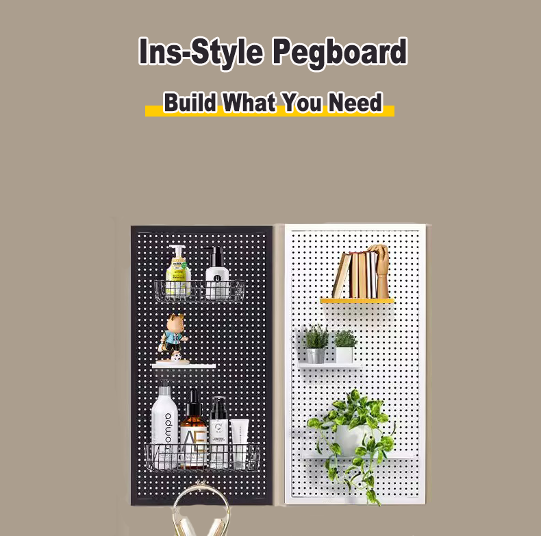 Metal Pegboard Wall Shelf DIY Pegboard Shelf for Home Kitchen Bedroom ...