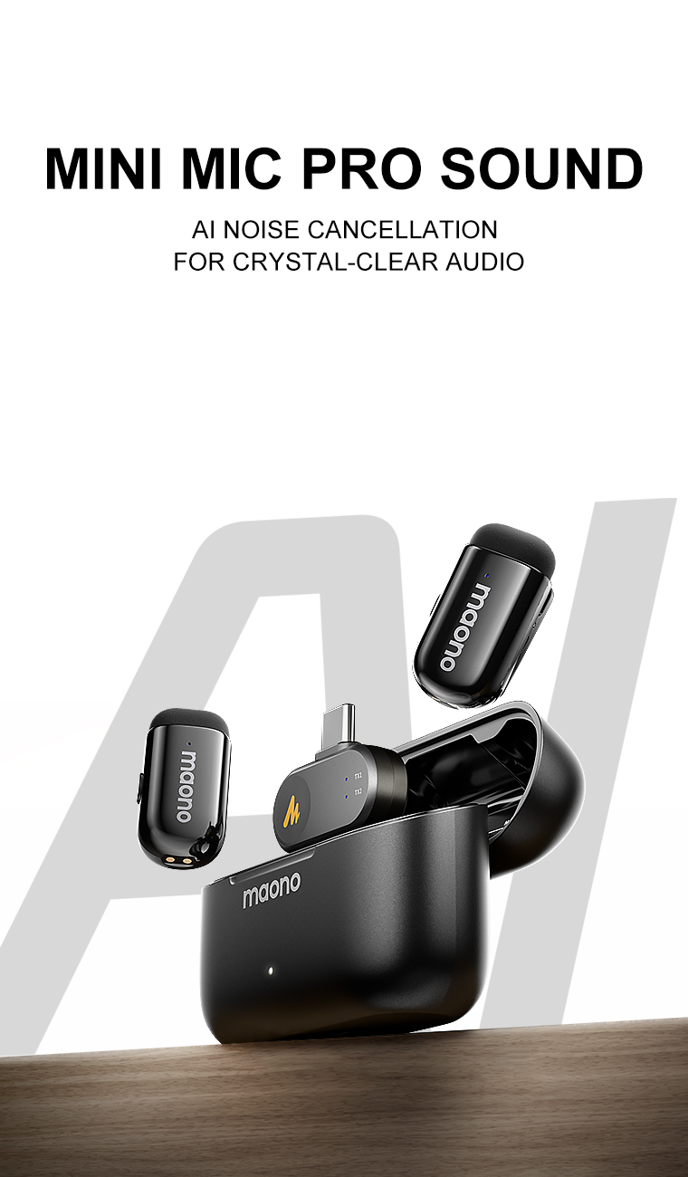 Maono T1 mini Wireless Lavalier Microphone AI Noise Cancelling ...