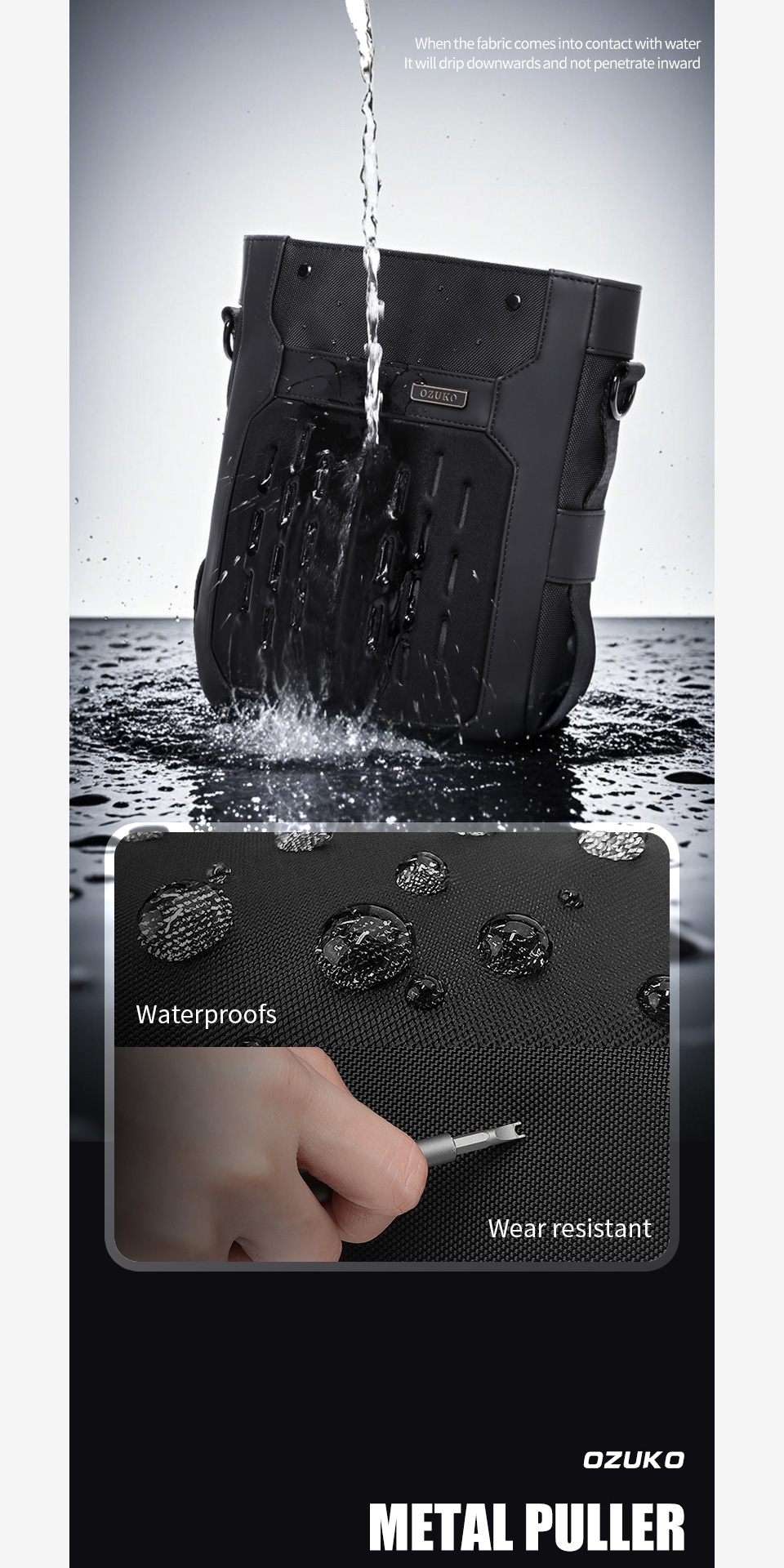 OZUKO Crossbody Bag Fashion Men Waterproof Outdoor Lightweight Travel ...