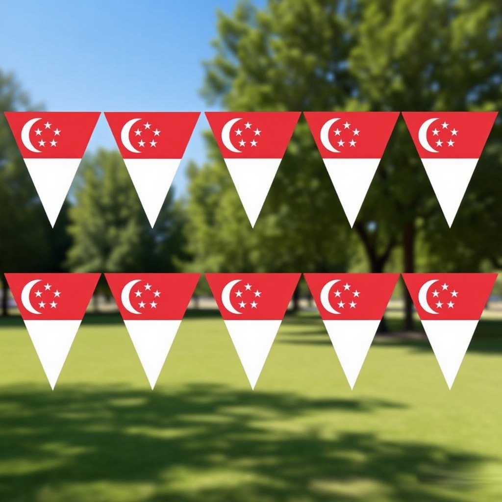 LOCAL SELLER Singapore Triangular Flag 14*18cm NDP National Day Red ...