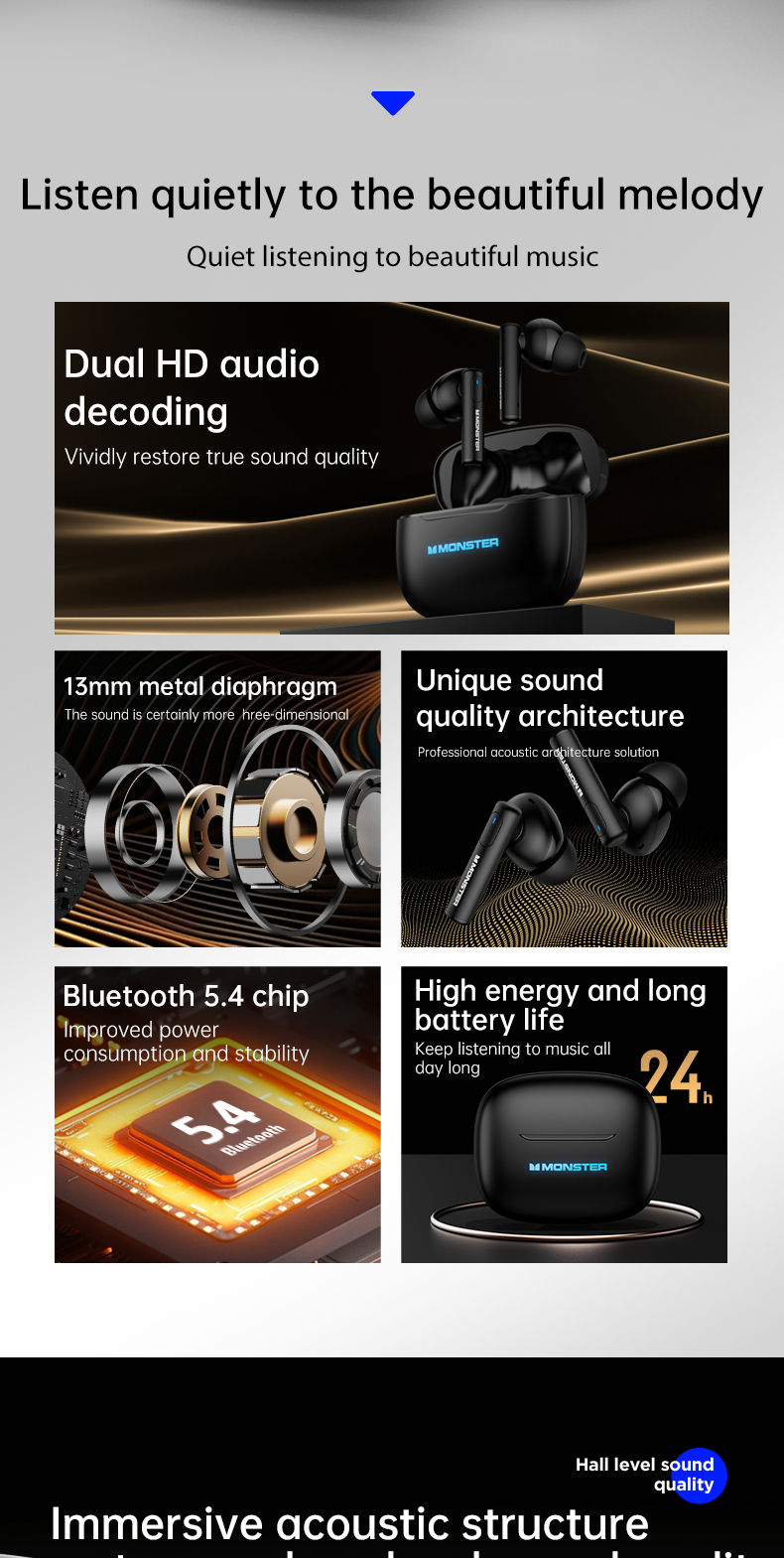 Monster XKT26 AI Smart Real-Time Translation Bluetooth Earphone 163 ...