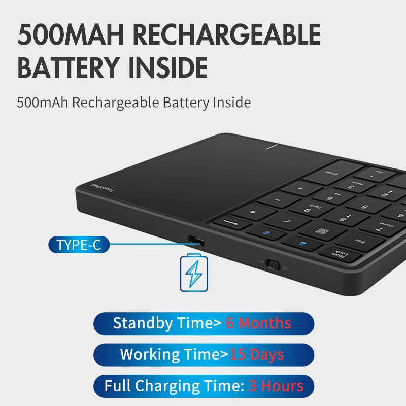 jomaa Bluetooth Numeric Keypad Rechargeable Aluminum 2.4G 22-Key Number ...