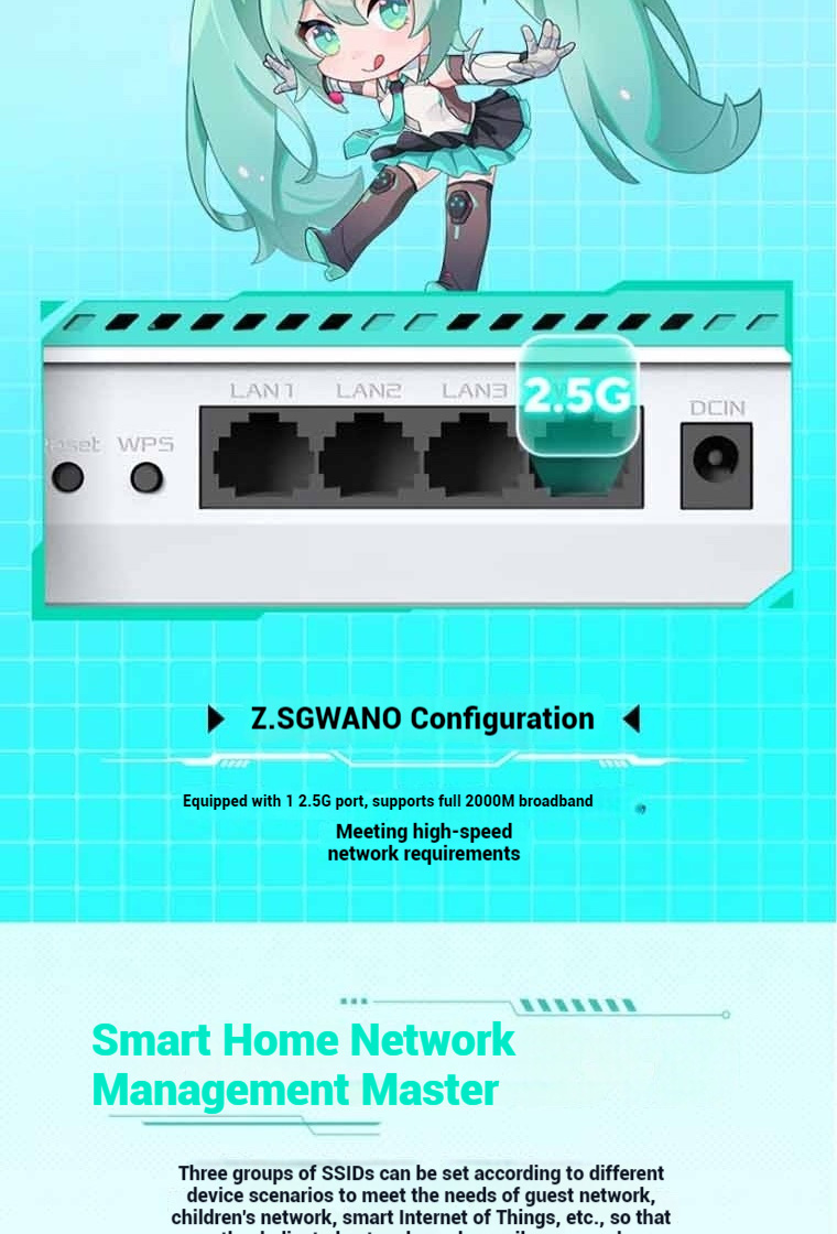 ASUS Tianxuan Game Routing 2 Hatsune Miku Future WiFi7 Router E-sports ...