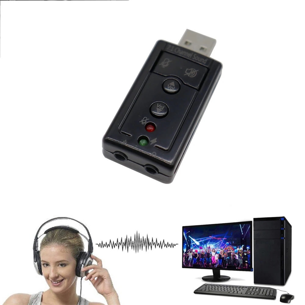 USB Sound Card 7.1 External Desktop Laptop Driver Free High Frequency ...