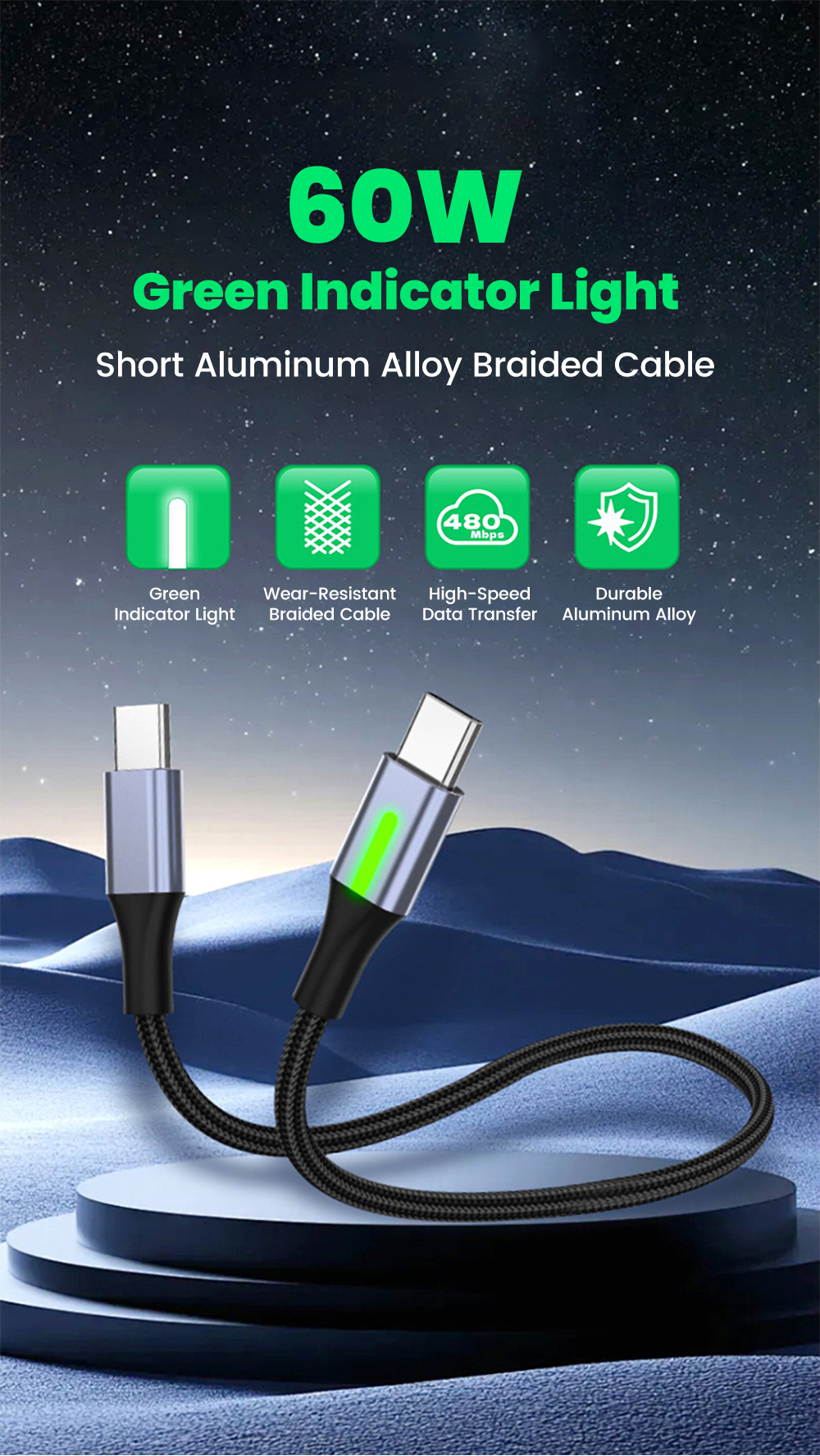 Elough 0.25M 0.5M Short Type C Cable 66W USB A To Type C Fast Charging ...
