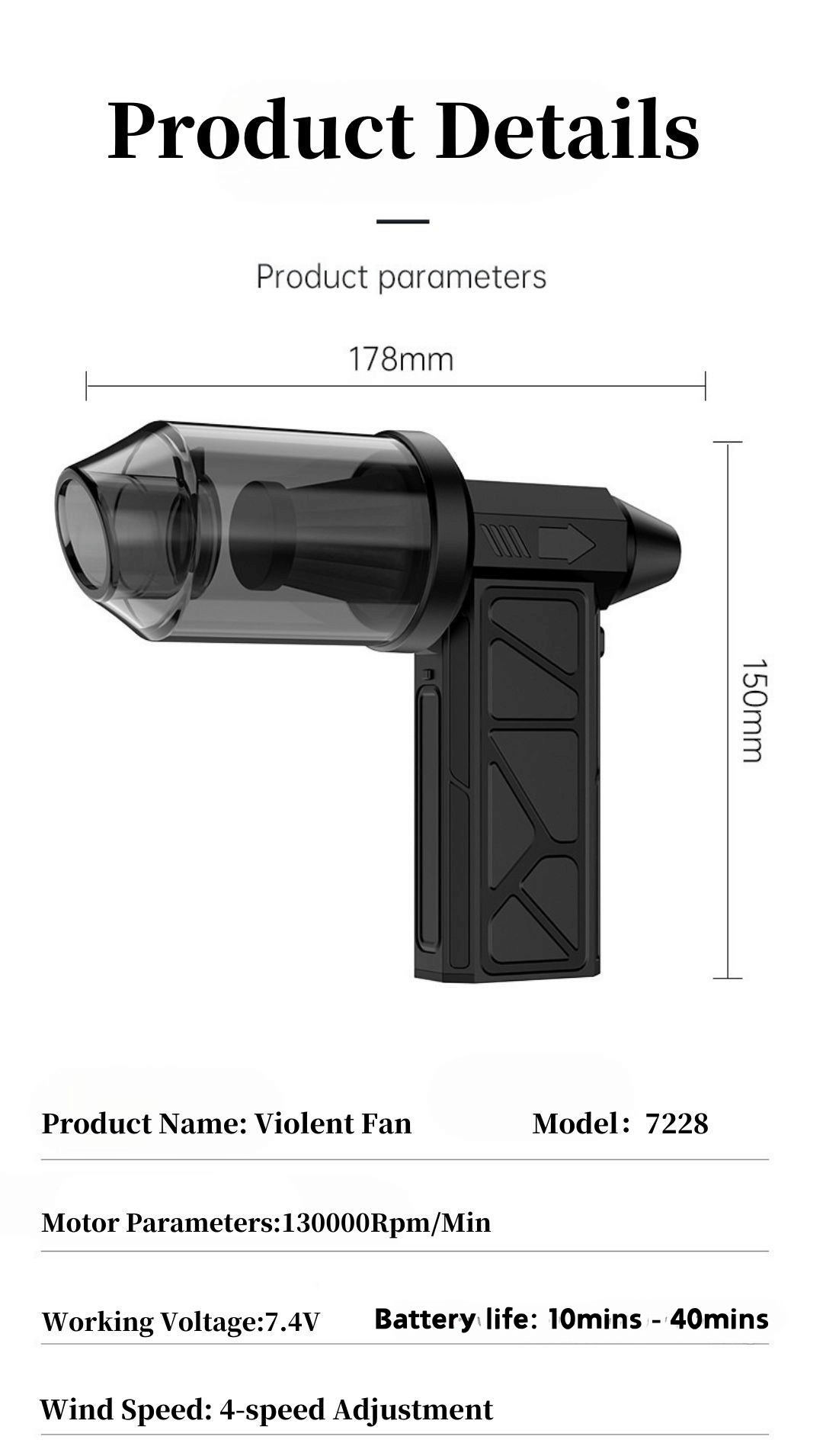 Air Blower Cordless Mini Turbo Jet Fan Car Fan Electric Air Duste 250 ...