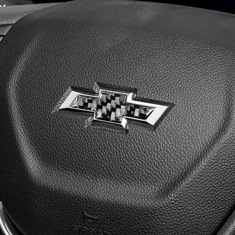 1 x CARBON FIBER Chevrolet Steering Wheel Logo Decorative Emblem Badge ...