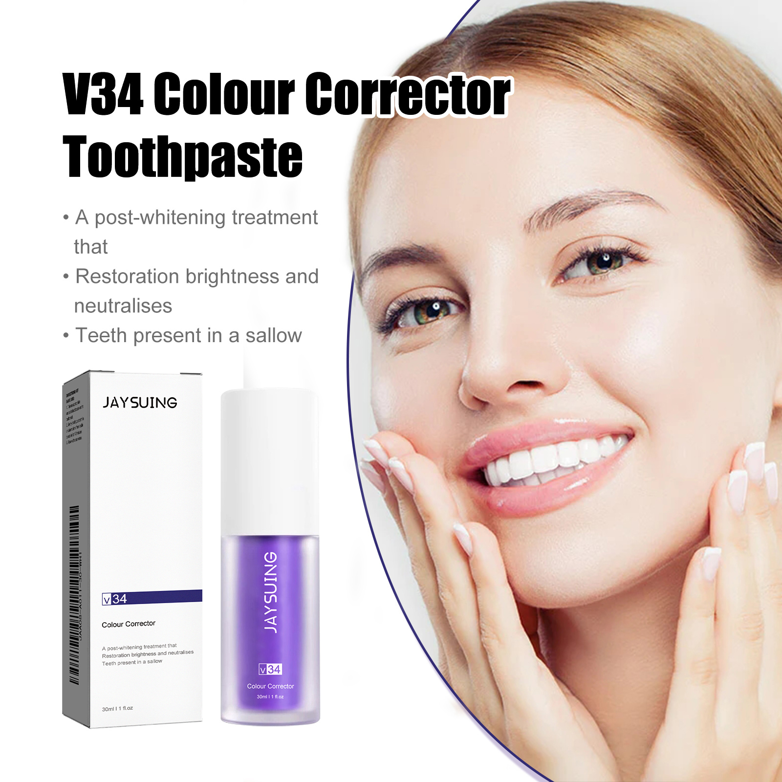Jaysuing V34 Purple Toothpaste Teeth Whitening Freshens Stains Breath ...