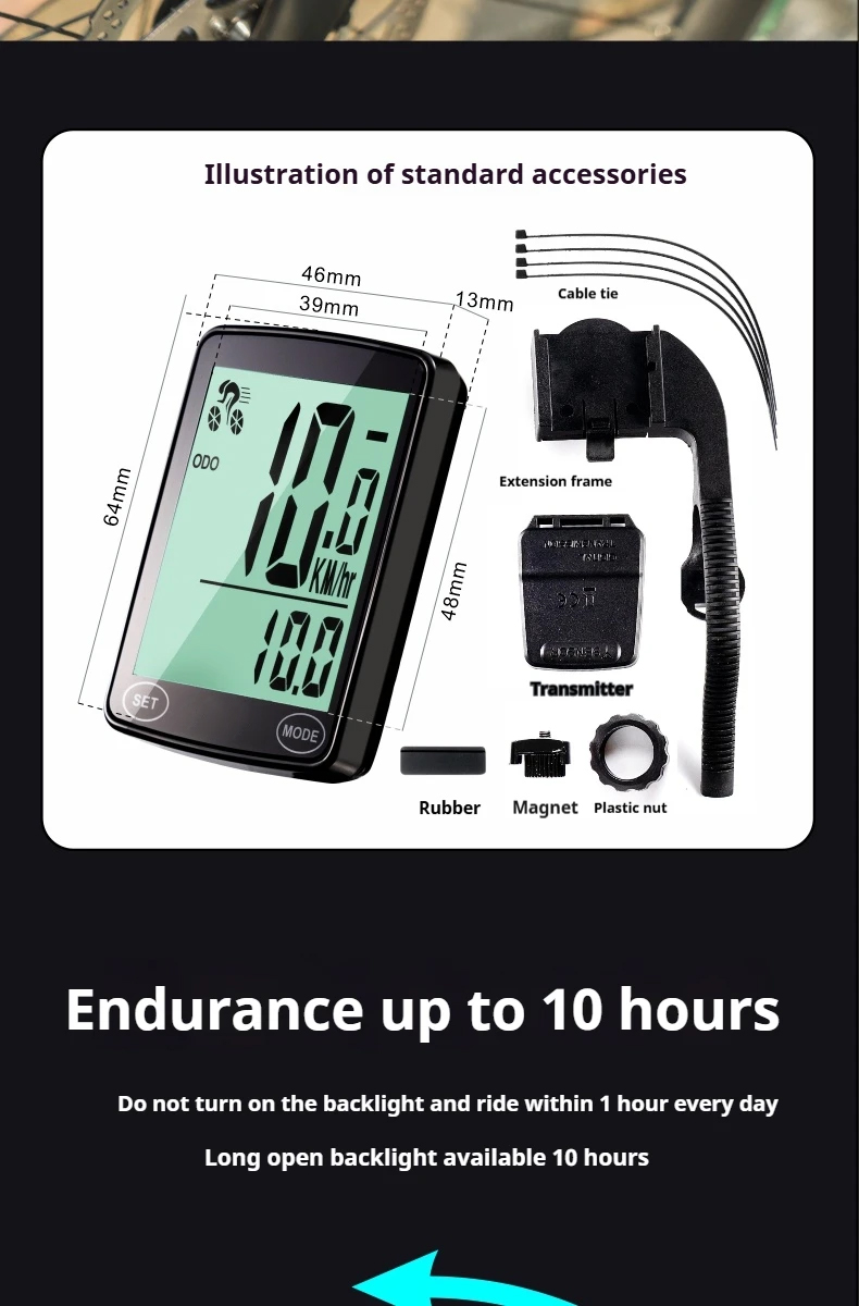 Wireless Bicycle Computer Multi Functional LCD Screen Bicycle Computer ...