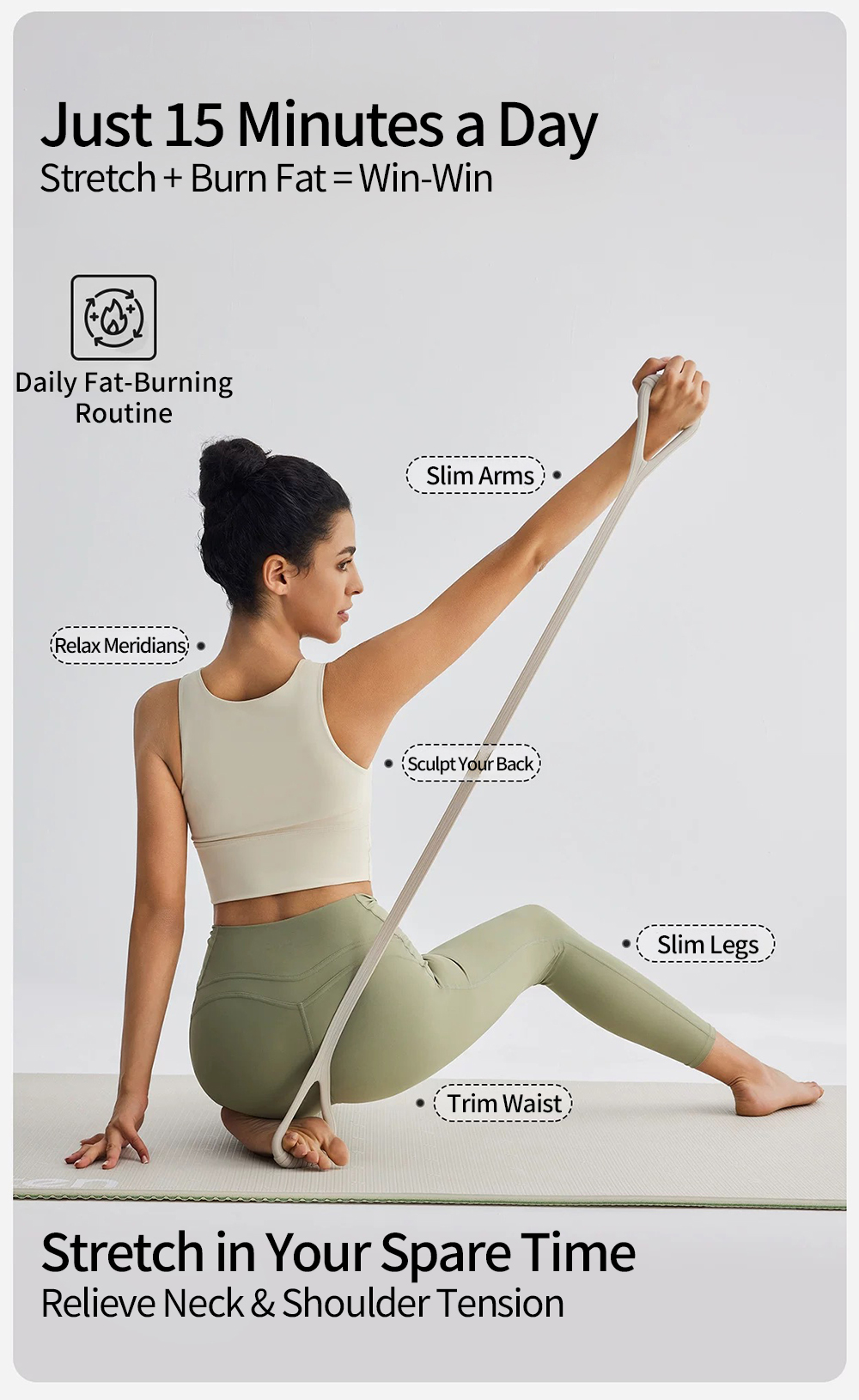 MOVING PEACH Yoga 8 Shaped Fitness Band Multi-functional Pilates ...