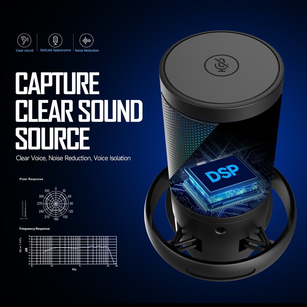 SG RGB USB Microphone Gaming USB Condenser Mic Plug and Play Zero ...