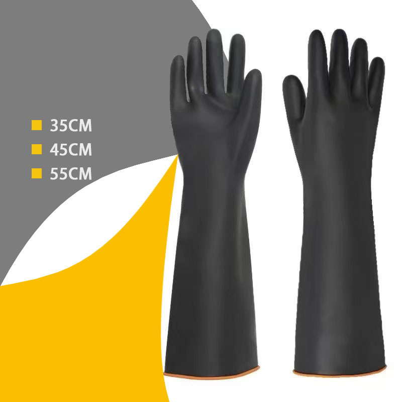 Heavy Duty Acid Resistant Latex Gloves Anti-Slip Rubber Work Gloves for ...