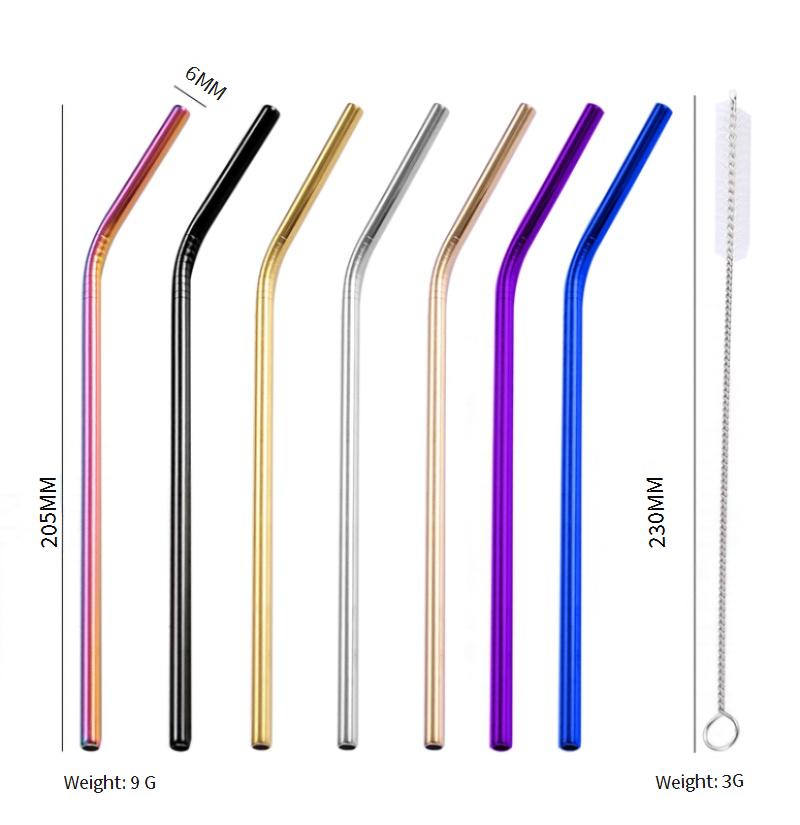 Set Stainless Steel Straws Metal Drinking Straws Straight 5Pcs / Curve ...