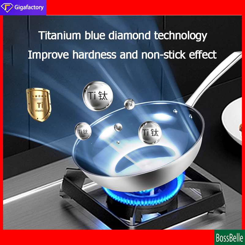 Bossbelle-Blue Diamond Pure Titanium Pan Ultra-light Titanium Pan Non ...