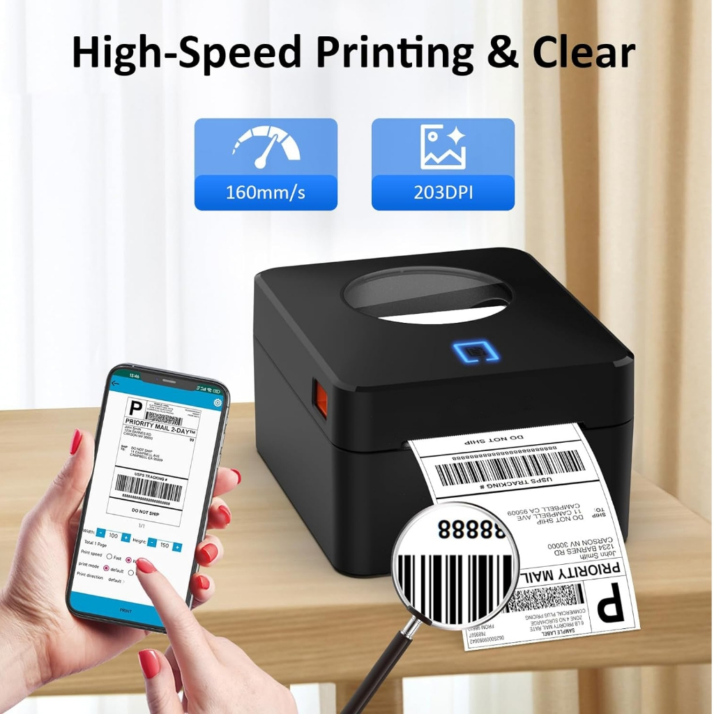 Bluetooth Thermal Label Printer,4X6 Shipping Label Printer for Shipping ...