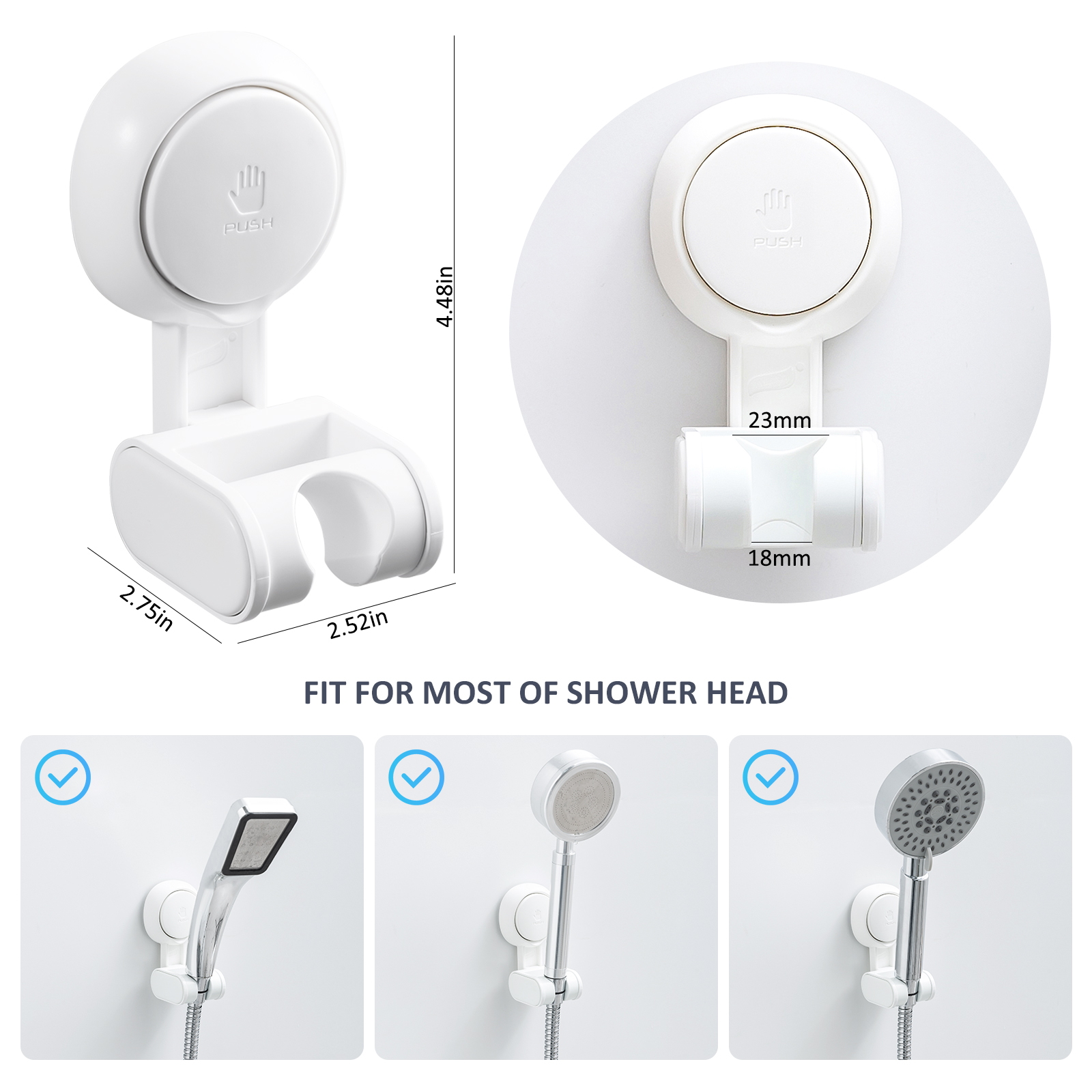 TAILI Suction shower head holder Adjustable Reusable No Drill ...