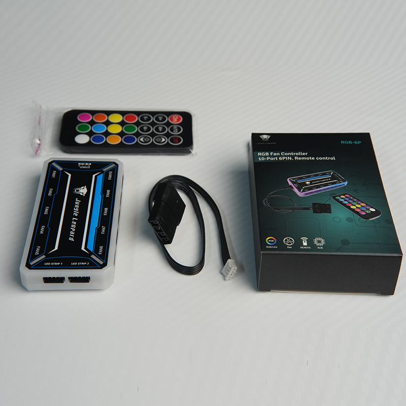Jungle Leopard CPU Fan Cooler RGB Controller Remote Control 10 Fan HUB ...
