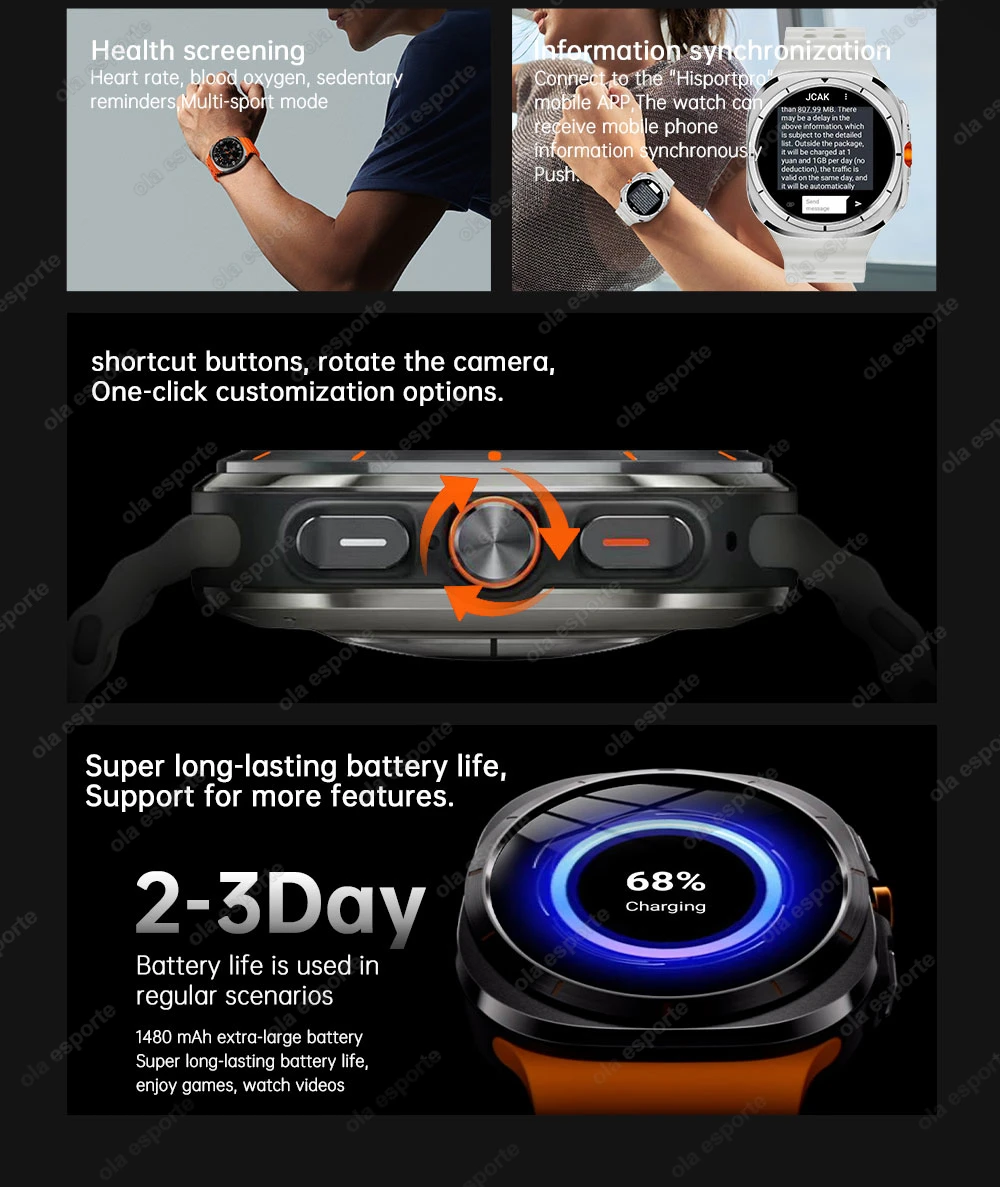 U8 Ultra 2025 smartwatch, 5G Sim card, GPS WIFI, rotating camera ...