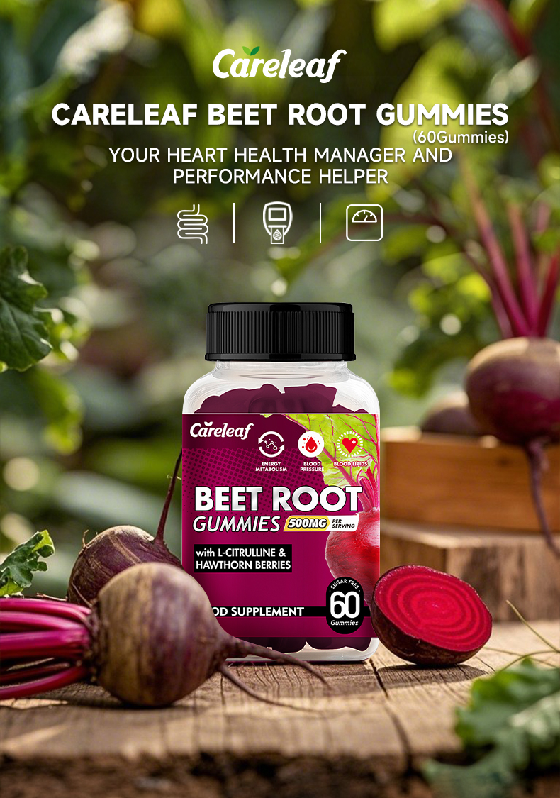 CareLeaf Sugar Free Vegan Beet Root Gummies-Sugar Free Beet Root Chews with L-Citrulline and ...