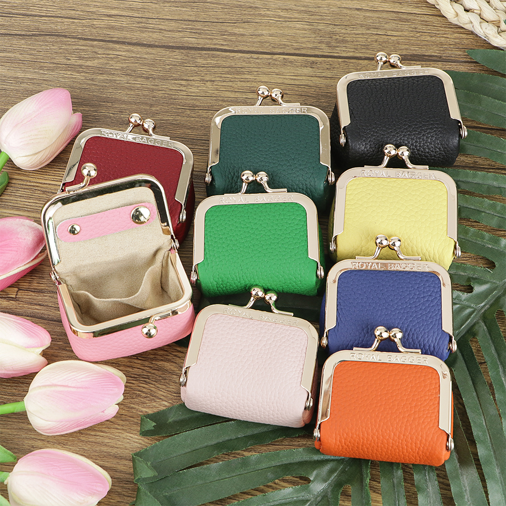 Royal Bagger Genuine Leather Mini Coin Purse for Women, Solid Color ...