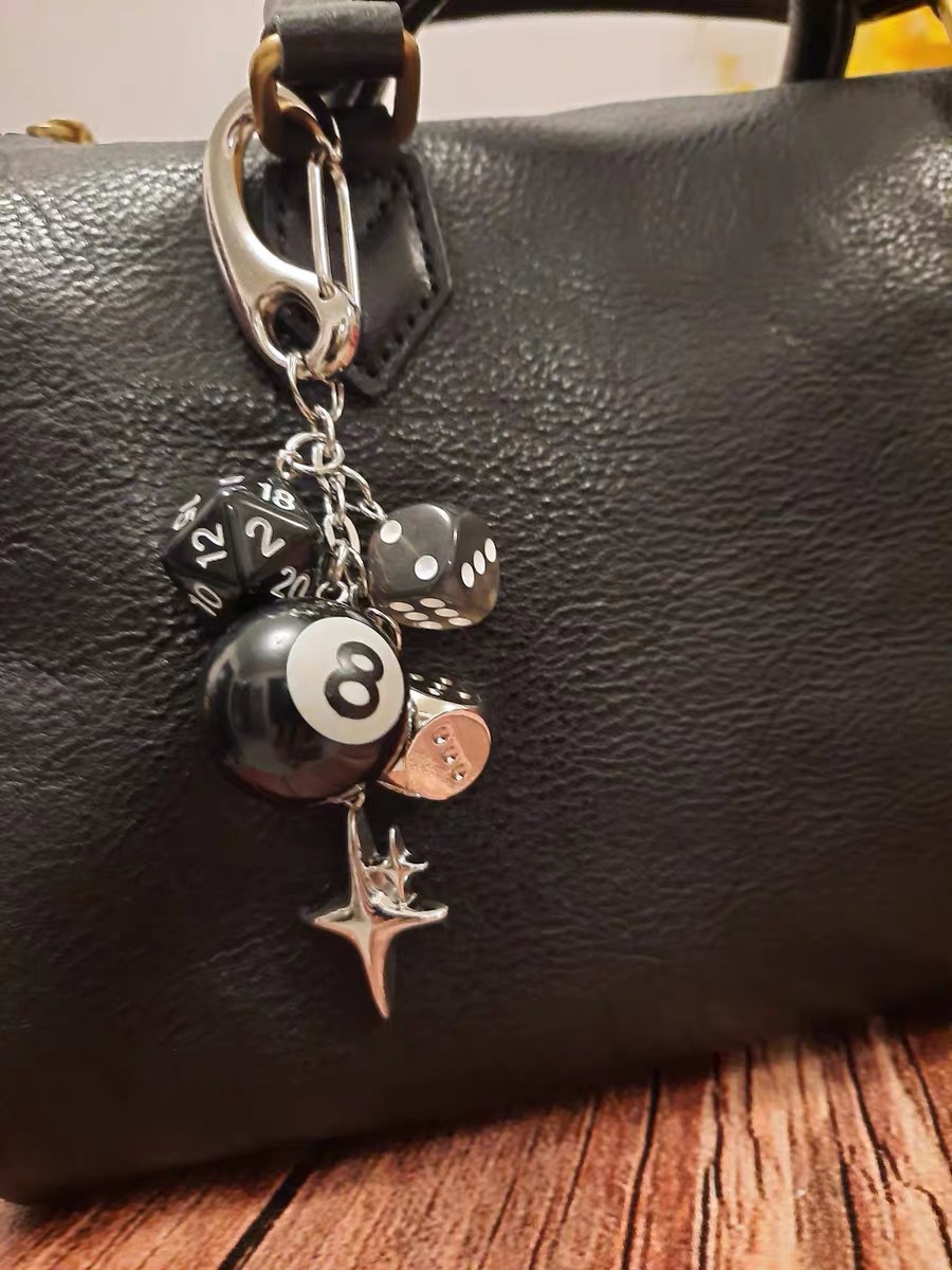 Gothic Dice Keychain - Handmade Obsidian Pendant for Bags & Keys - Edgy ...