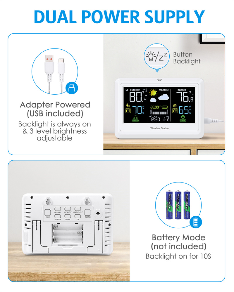 AMIR Wireless Weather Station with Outdoor Sensor, Weather Forecast, Air Pressure, Temperature ...