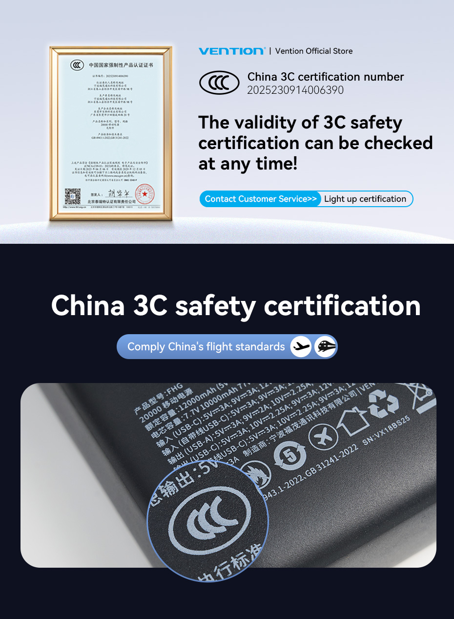 Vention CCC Certification Powerbank 20000mAh PD 45W 3C PowerBank ...