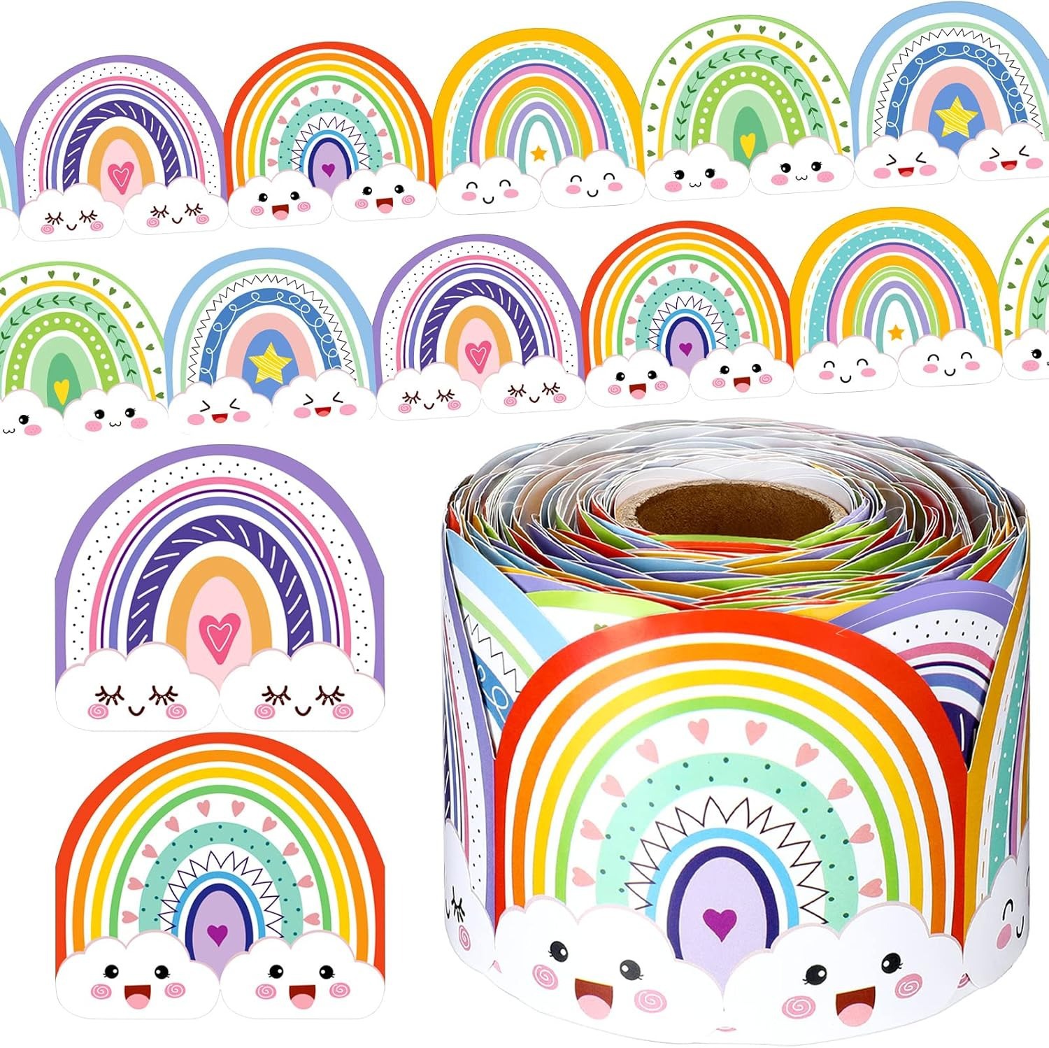 10M Colorful Pencil Bulletin Board Borders Cute Faces Pencils Border ...