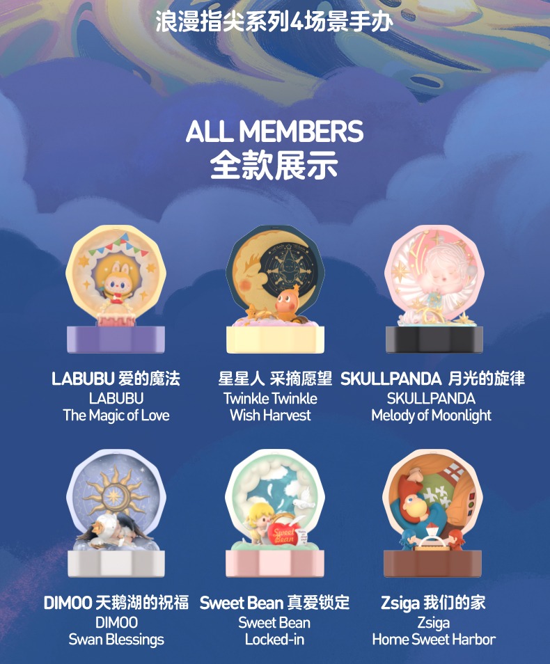 Romantic Ring Box Series 4 Scene Sets Blind Box Skullpanda LABUBU MOLLY ...