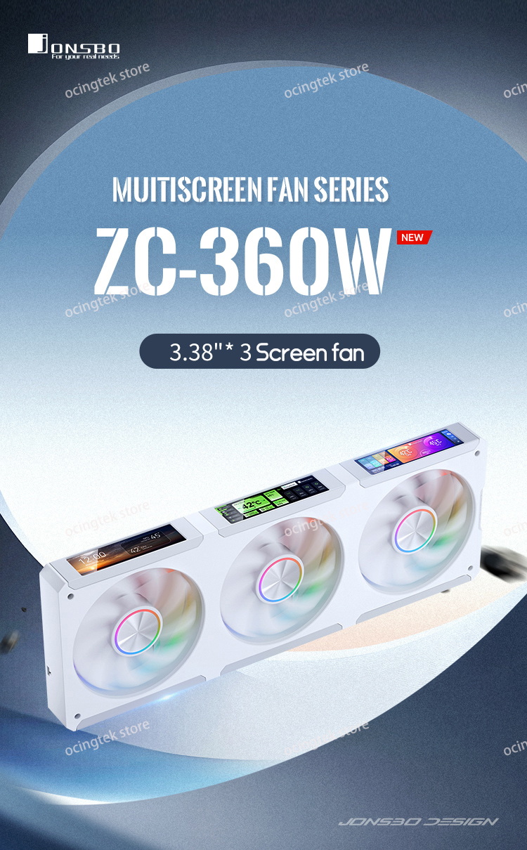 JONSBO ZC-360 Screen Display Case Fan 5V ARGB Shenguang Synchronous ...