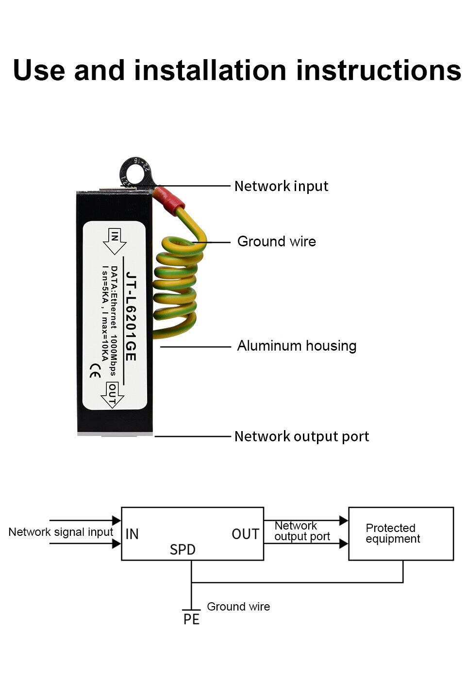 JT-COM Network RJ45 Surge Protector Protection device Lightning ...