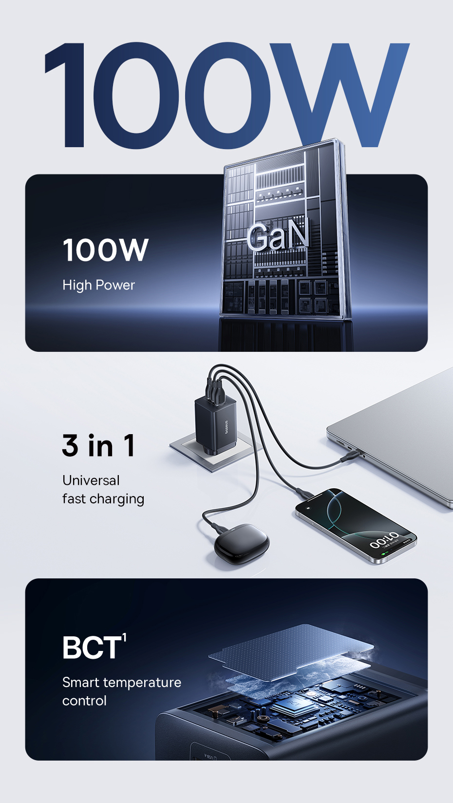 【Mini&Portable】Baseus EnerFill FE11 2C+U 100W Fast Charger For Phone ...